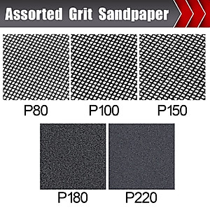 BOSHCRAFT 25 Pcs Sanding Screen Mesh Sheet, Drywall Sandpaper Assortment 80/100/150/180/220 Grit Wet or Dry Sandpaper for Wood Metal Automative Hand Sander Pole Sander 4-3/16" x 11"