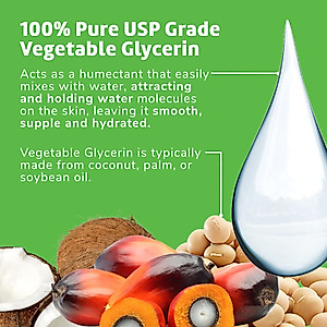 De La Cruz Vegetable Glycerin, 100% Pure Liquid Glycerine USP Grade for Hair, Skin and DYI Projects 2 FL. OZ.