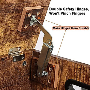 Timberer 39.4" Storage Chest, Wooden Storage Bench, Lift Top Toy Chest with 2 Safety Hinges, Large Toy Box, Entryway Bench for Living Room, Bedroom, Rustic Brown