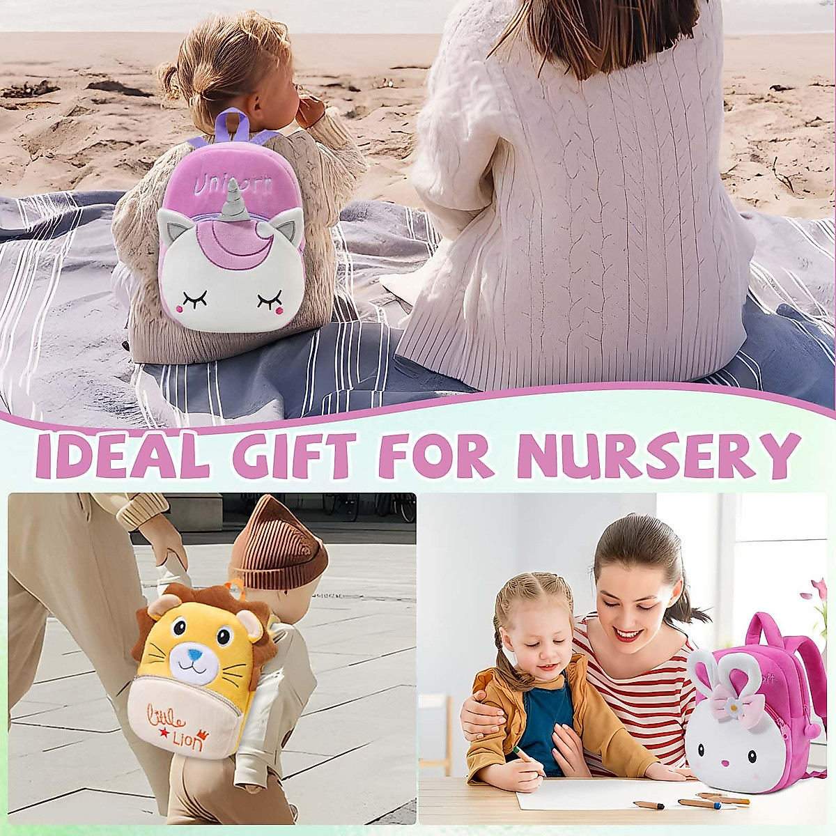 Toddler Backpack for Girls, ChaseChic Cute Cartoon Mini Plush Lightweight Soft Baby Backpack, Daycare backpack, Bunny