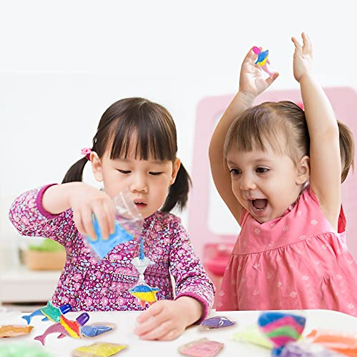 ArtCreativity Dolphin Sand Art Bottle Necklaces, Pack of 12, Sand Art Craft Kit with Dolphin Shaped Bottles, Craft Party Supplies and Party Favors for Kids - Sand Sold Separately