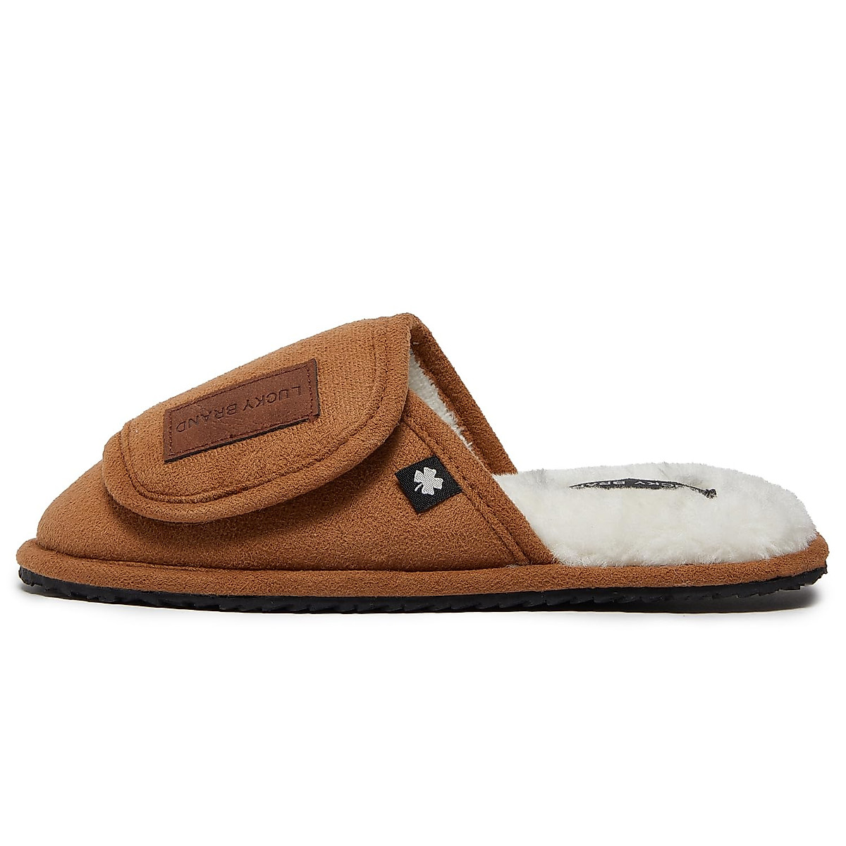 Lucky Brand Boys Slippers - Fuzzy Non Slip Memory Foam House Slippers for Kids - Plush Bedroom Shoes, Tan/6 Big Kid