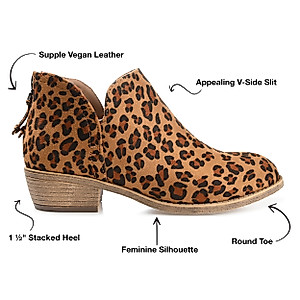 Journee Collection Womens Livvy Wide Width Back Heel Zip Stacked Heel Booties - 8 W - Leopard