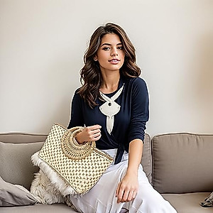 ZPHXD Chic Beach Bags And Straw Tote Bags Luxury Handbags For Women's Vacation Boho Beach Summer Clutch