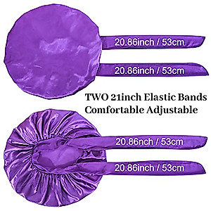 Weradau Pack of 2 Satin Sleeping Bonnet Women Elastic Satin Bonnet Sleep Cap, Adjustable Satin Shower Cap Hair Bonnet
