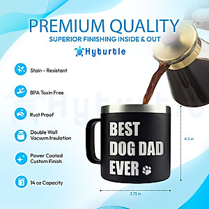 Hyturtle Best Dog Dad Ever Coffee Black Mug/Tumbler 14oz Gift For Dad, Gifts For Dad From Daughter, Son, Kids - Fathers Day - Birthday Gift Idea For Dog Lovers - Christmas Gifts For Father, Men
