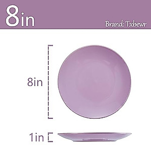 Txbewr Dinner Plates Set of 6, 8-inch Serving Ceramic Plates for Steak Pasta Salad Snacks Dessert, Easy to Clean Salad Plates Colorful Plates for Family, Party, Restaurant Use (Purple)