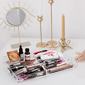 Pumtus Acrylic Sunglasses Organizer, 8 Slot Clear Tabletop Eyeglass Display Case, Premium Countertop Eye Glasses Storage Tray, Eye Wear Collection Box Holder for Eyewear, Jewelry, Watch