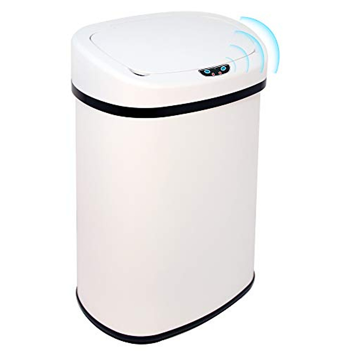 13 Gallon Touch Free Automatic Stainless Steel Trash Can Garbage Can Metal Trash Bin with Lid for Kitchen Living Room Office Bathroom, Electronic Motion Sensor Automatic Trash Can White