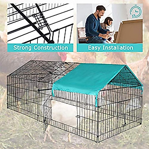 BestPet 87" x 41"Large Metal Chicken Coop Run Enclosure Pen with Waterproof Cover Outdoor Backyard Farm Cage Crate Pet Playpen Exercise Pen for Rabbit Duck Hen