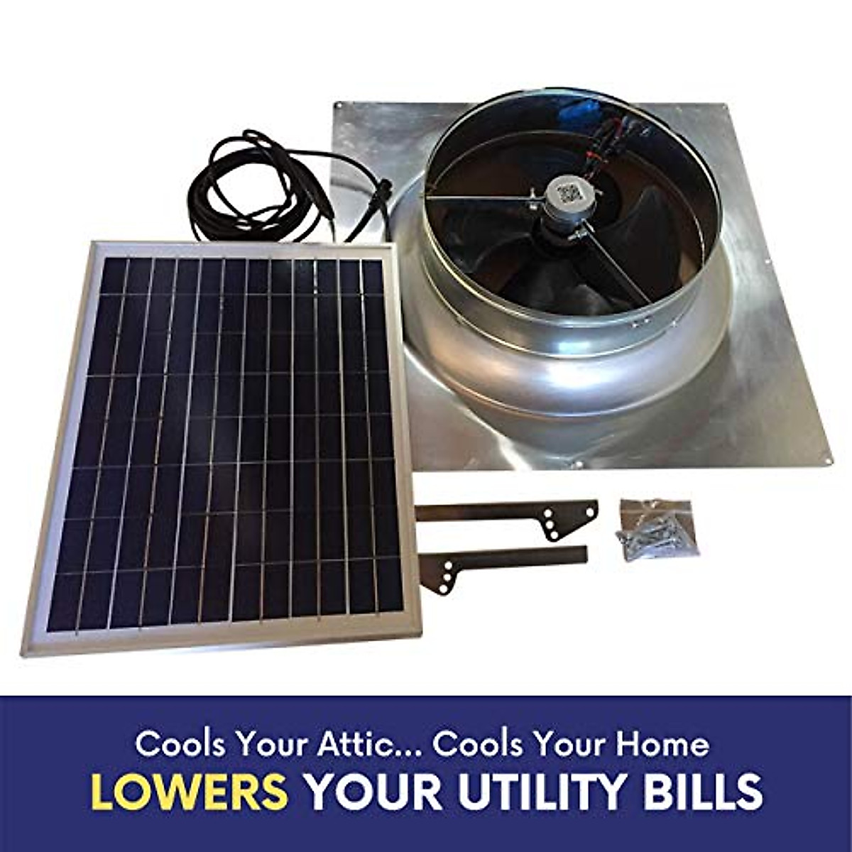 Remington Solar 20-Watt Gable Solar Attic Fan with Thermostat/Humidistat (20 x 20 x 6 IN) - Brushless Motor – Solar Vent Fan - Hail and Weather Resistant – Solar Powered Attic Fan for Homes