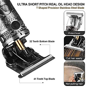 Professional Haircut Clippers and Trimmers Set, Suttik Cordless Ornate Hair Clippers for Men, Barber Clippers for Hair Cutting Kit with T-Blade Beard Trimmer Set, Knight, LED Display