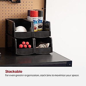 IRIS USA Inc. 13" x 6" x 5" Large Plastic Stackable Open Front Organizer bin Caddy Basket for Refrigerator Freezer Kitchen Pantry Cabinet Workshop Garage Classroom Office Crafts Supplies 8 Pack Black