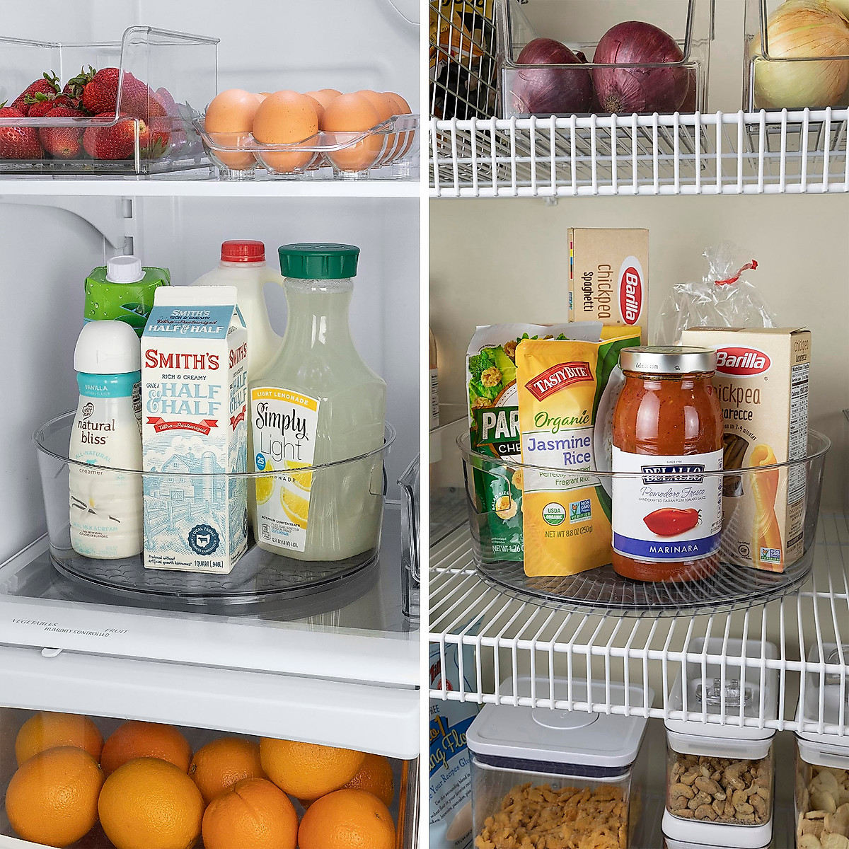 Spectrum Hexa Large Lazy Susan - Set of 2 - Revolving Storage Tray for Refrigerator, Pantry, Cabinet, Table, & Shelf Organization/Perfect for Spices, Condiments, Produce, & More