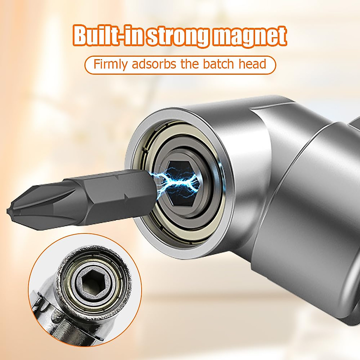 105 Degree Right Angle Drill Adapter, 2024 New Corner Tool Screw Hub with Multi-function Bend Screwdriver Bit, 1/4" Hex Shank Driver Angle Drill Attachment for Household Work (Long)