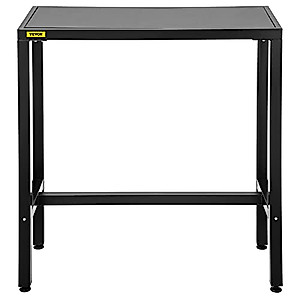 VEVOR Outdoor Bar Table, 38.6" L x 15" W x 38.6" H, Narrow Rectangular Height Pub Tables, Sturdy Metal Frame Tall Table Counter with Adjustable Feet, for Patio, Balcony, Dinning Room, Bistro, Garden