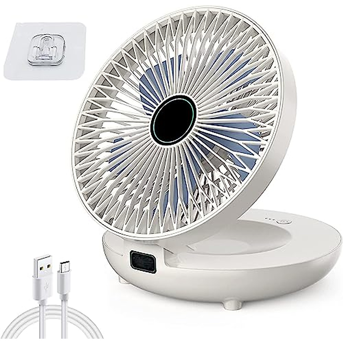 Household Dual-use Kitchen Fan - Portable Powerful Table Fan Wall-mounted Fan, 3 Speed Wind 120° Rotate Desktop Fan, Adjustment Table Fan for Kitchen Home (White (Straight Plug-Not Rechargeable))