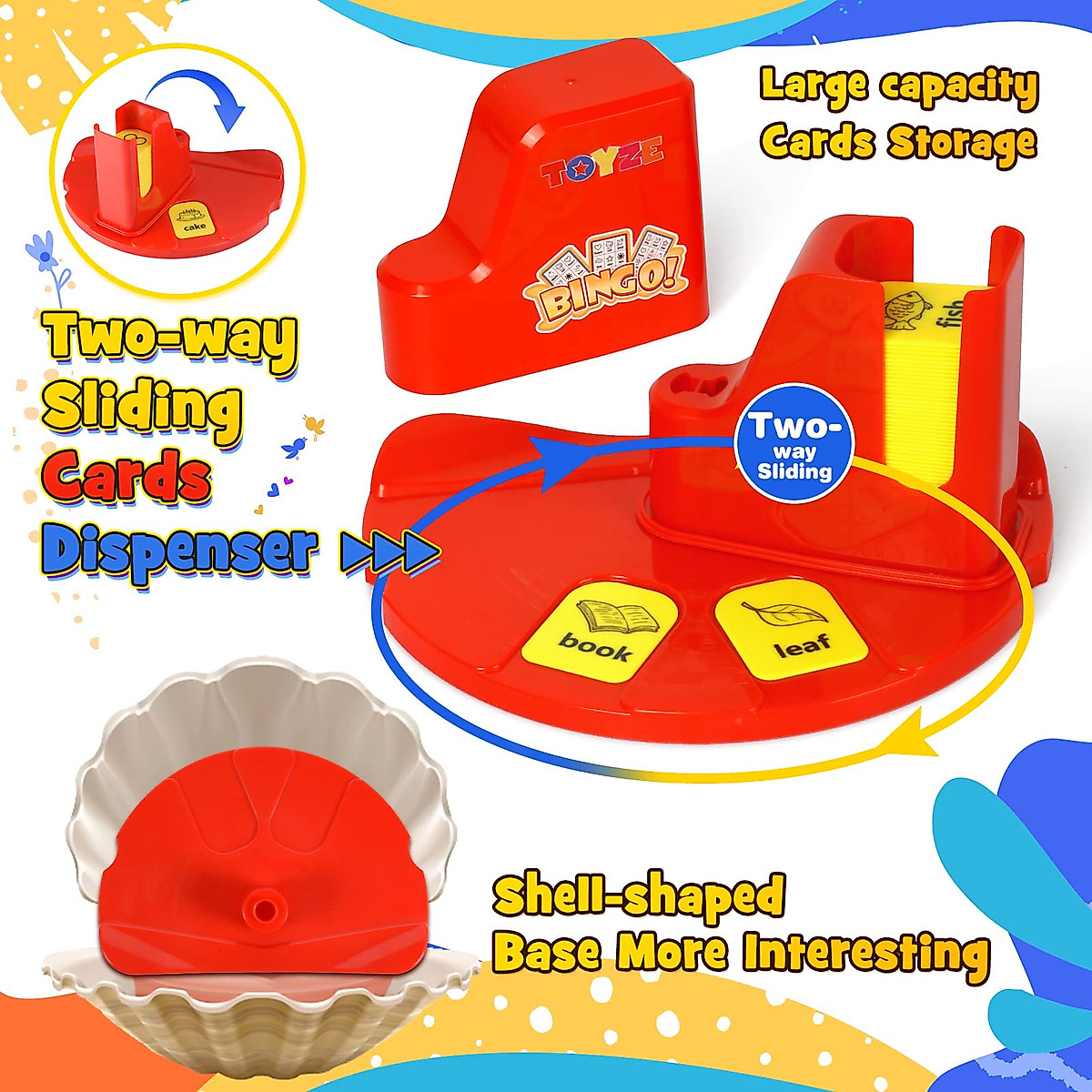 SAITCPRY Bingo Board Games for Kids Ages 4-8, Kids Board Game Preschool Game Sight Words Games Educational Games Family for Birthdays (Red)