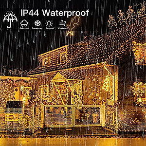 Ollny Icicle Lights Outdoor Warm White, 720LED 60FT Christmas Lights with Remote 8 Modes IP44 Waterproof, Dimmable Connectable Timer Hanging Lights for House Outside Yard Indoor Decorations