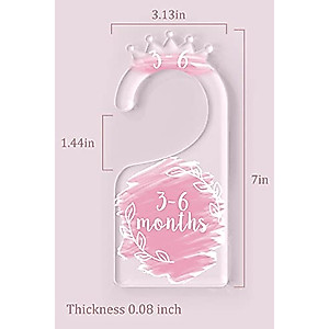 OneDream Baby Closet dividers Hanger separators - Set of 7 Baby Clothes dividers for Closet from Newborn to 24 Months, Acrylic Infant Clothes Divider (Pink)