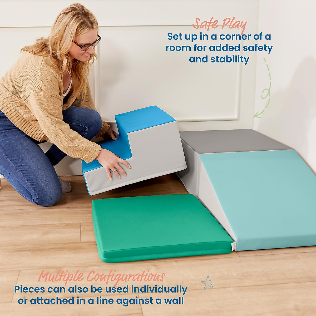 ECR4Kids SoftZone Little Me Corner Climber, Toddler Playset, Contemporary, 4-Piece