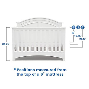 Delta Children Perry 6-in-1 Convertible Crib - Greenguard Gold Certified, Bianca White