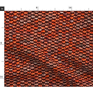 Spoonflower Fabric - Mermaid Scales Orange Fish Scale Skin Tail Printed on Petal Signature Cotton Fabric by The Yard - Sewing Quilting Apparel Crafts Decor