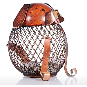 Tooarts Money Bank Puppy Iron Handmade Coin Bank Practical Craft Piggy Bank Home Decoration Christmas Birthday Gift