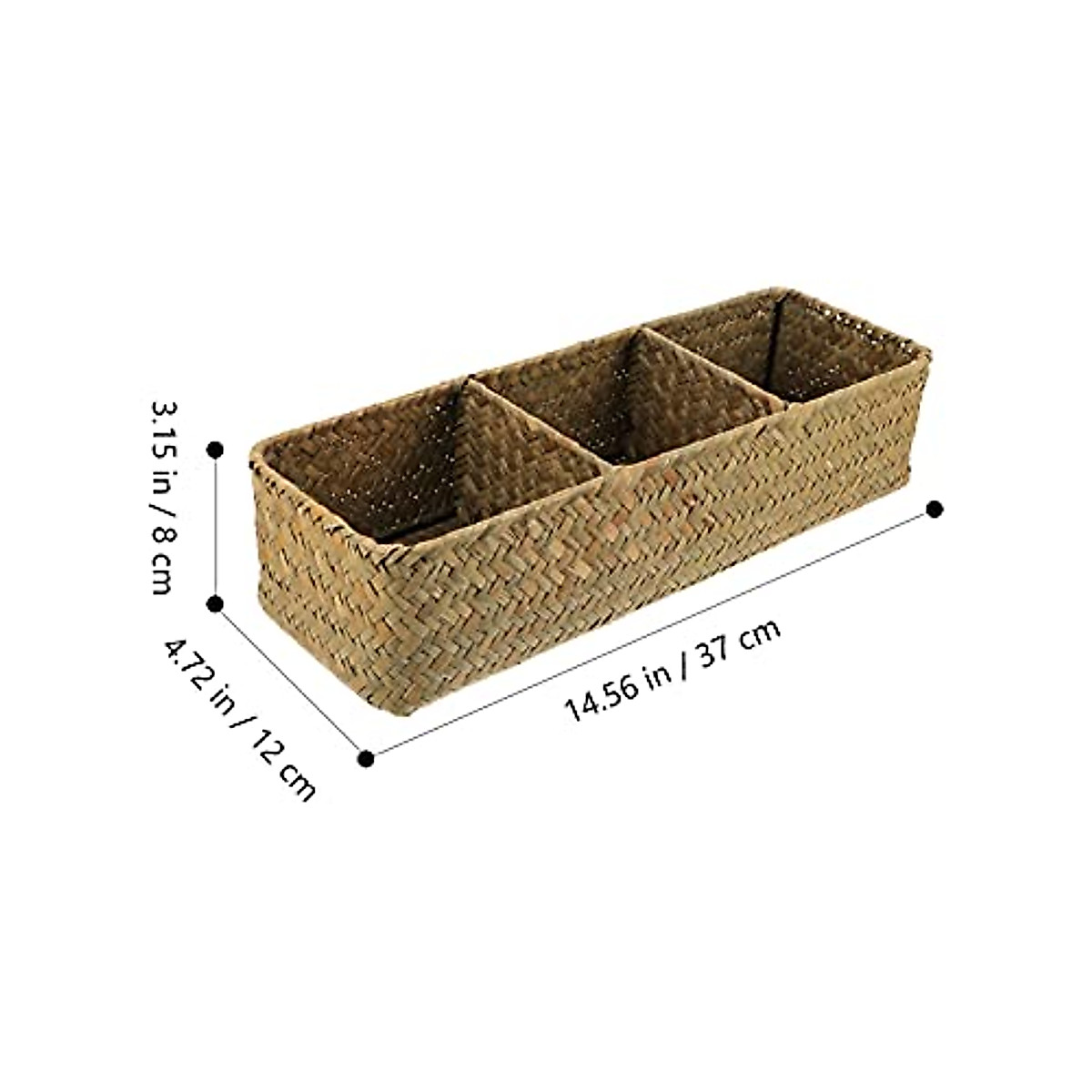 YARNOW Woven Shelf Baskets Storage Baskets Seagrass Wicker Baskets Makeup Holder Organizer Divided Storage Bins Box Container Sundries Organizer Cosmetic Storage Box for Bedrooms Home