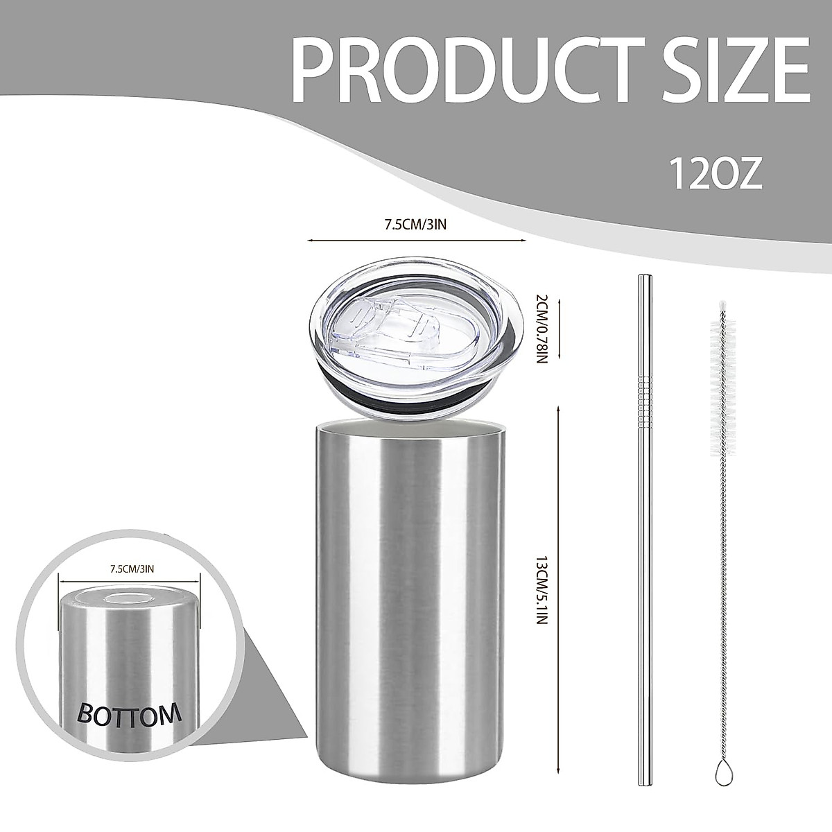 YOUKE OLA 16 Pack Tumblers Blanks Bulk Skinny Straight Tumbler Stainless Steel Double Wall Insulated Water Bottles with Lid & Straw for DIY Gift, 12oz Silver