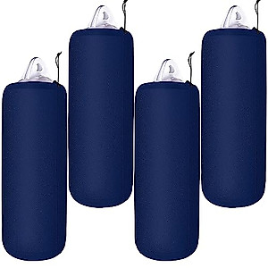 4 Packs Boat Fender Cover 10" x 26" Fleece Marine Bumper Covers for Center Rope Tube Style Fenders (Boat Fender Not Included) (Navy Blue)