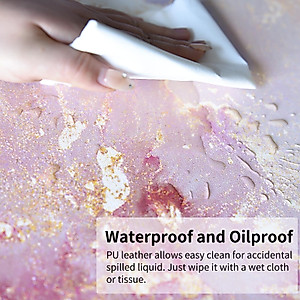 QIYI Large Mouse Pad, Cute Pink Desk Mat for Desktop, Women Girls PU Leather Waterproof Gaming Mousepad, Rose Gold Marble Computer PC Laptop Protector Writing Pads for School Office Home 31.5" x 15.7"