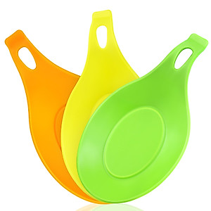 Silicone Spoon Rest, Kitchen Spoon Holder for stove, Silicone Spoon Rest for Stove Top, 3 Pack Colorful Spoon Rest for Kitchen Counter, Heat Resistant Cooking Spoon Holder Kitchen Gadgets Accessories