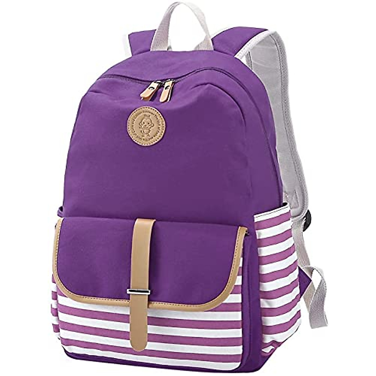 Sugaroom Canvas School Backpack for Girls Teen Laptop Bag Travel Bag Bookbag Daypack with Lunch Box (Purple 3PCS)