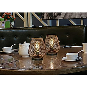 JHY DESIGN Set of 2 Metal Cage LED Lantern Battery Powered Cordless Accent Light with LED Great for Weddings Parties Patio Events for Indoors Outdoors