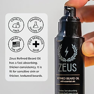 ZEUS Refined Beard Oil, Long Lasting, Thick & Fast Absorbing Oil, Leave In Beard Conditioner – MADE IN USA (Verbena Lime) 2 oz.