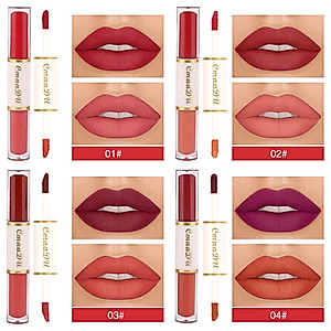 evpct 8 Colors Liquid Matte Lipstick Set Lip Stick Stain Packs Matte for Dark Skin Women,Dark Red Mat Matt Long Lasting Original 24 Hour Matte lipstick lapiz labiales mate 24 horas originales mate 01