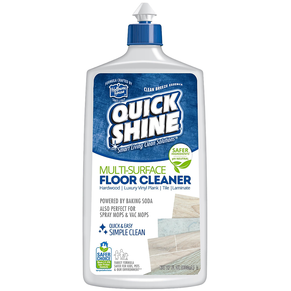 Quick Shine Multi Surface Floor Cleaner 27oz | Ready to Use-Streak Free- No Rinse | Use on Hardwood, Laminate, Luxury Vinyl Plank & Stone | Use in Spray Mops & Vac Mops | Safer Choice Cleaner