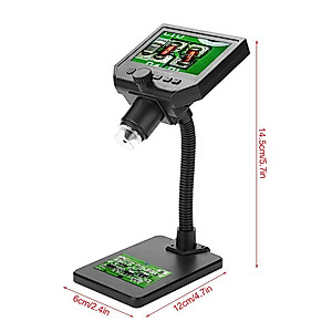 Digital Microscope kit, 100-240V Portable 4.3" G600 1-600X Magnifier 1080P LCD Digital Microscope Lithium Battery High Brightness 8 LEDs, Support Inserting Memory Card(US)