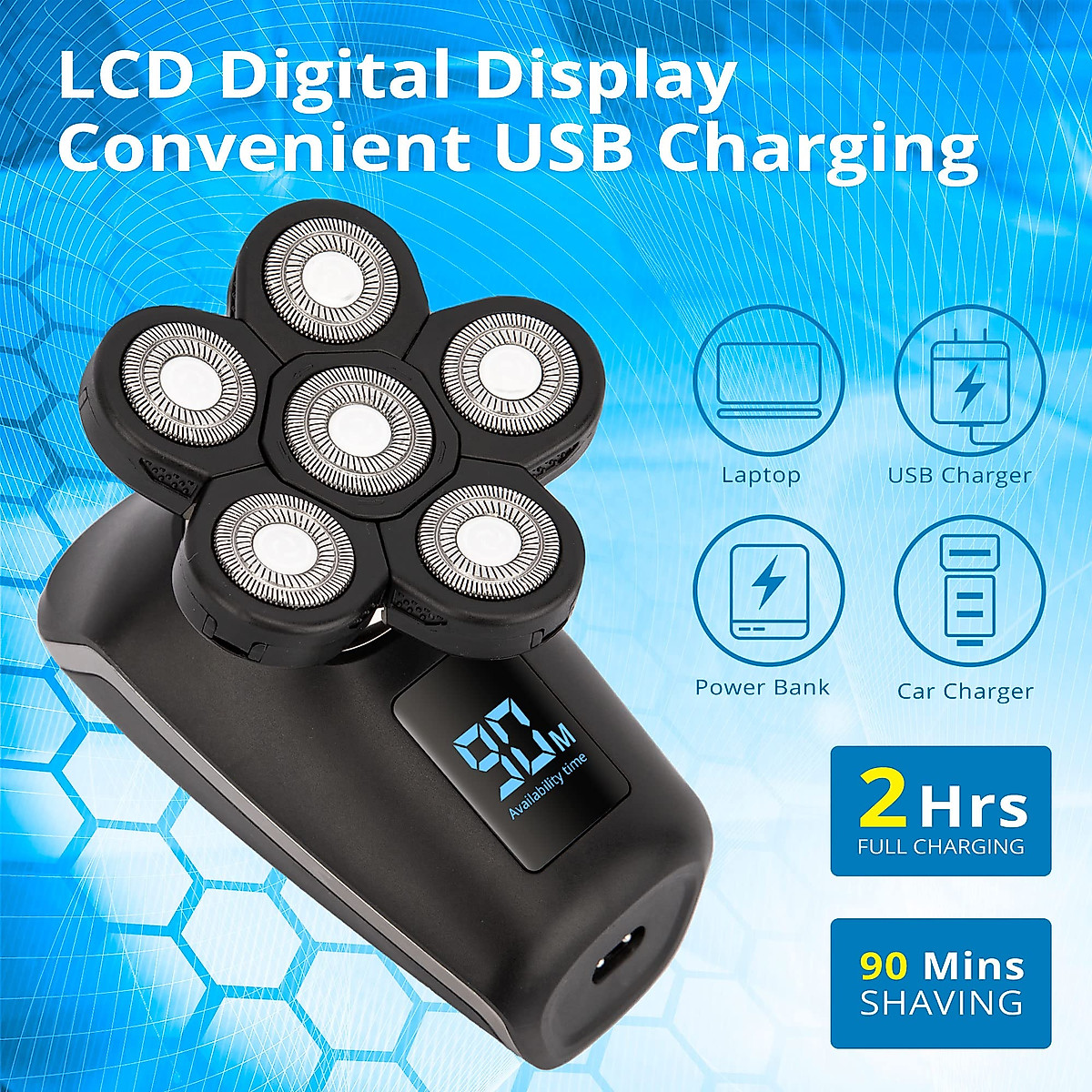 AW 7D Head shavers for Bald Men, Anti Pinch Bald Head shavers for Men, Electric Head Shavers for Men, Maquina De Afeitar Para Hombre, Head Shavers for Bald Men Wet and Dry