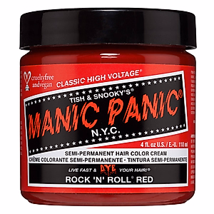 MANIC PANIC Rock N Roll Red Hair Dye - Classic High Voltage - Semi Permanent Warm, Vibrant Red Hair Color - Vegan, PPD And Ammonia-free (4oz)