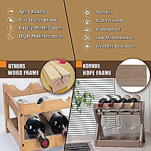 KORVOS Countertop Wine Racks with Glass Holder，4 Bottles Small Wine Rack,High-Density PE Tabletop Wine Bottle Holder for Kitchen, Living Room, Wine Cellar,Bar(Apricot Color)