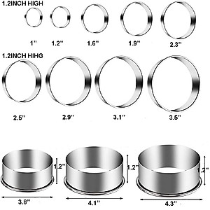 KSPOWWIN 12 Pieces Biscuit Cookie Cutter Set With Tin Box Biscuit Plain Edge Round Cutters Metal Ring Baking Molds, Stainless Steel Cookie Dough Biscuit Muffins Cutters in Graduated Sizes