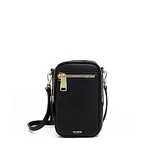 TUMI Voyageur Katy Crossbody - Crossbody Purse for Holding Phone & More - Women's Sling Bag - Black Leather & Gold Hardware