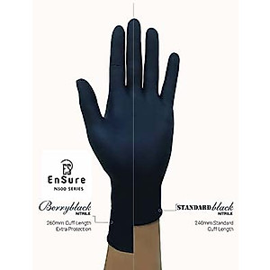 SAF-CARE EnSure Low Derma Gray Black Nitrile Exam Medical Disposable Gloves, Chemo Rated, Powder Free, Latex Free, Non Sterile, 5 Mil, Dental, Food Safe, Textured FingerTips, Extended Cuff