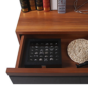 Pangkeep 42 Slots Ring Organizer Display Case,Black Jewelry Storage Tray Boxes for Multiple Rings,Glass Lid,Stackable.