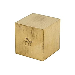 Density Cube, Brass (Br) with Element Stamp - 0.8 Inch (20mm) Sides - for Density Investigation, Specific Gravity & Specific Heat Activities - Eisco Labs