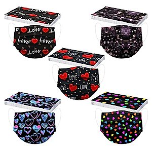 50Pcs Valentines Disposable Masks for Women Valentines Day Adult Disposable Couple Covering Love Valentine's Day Mask