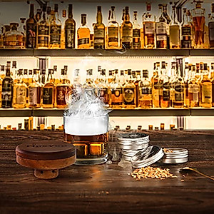 Tipsyoo Cocktail Smoker Kit with Torch Drink Smoker Old Fashioned Smoker Kit for Whiskey Bourbon Wine 4 Flavors Wood Chips Cherry Pecan Apple Oak Glass Infuser Kit Household Party Gifts for Men (No Butane)