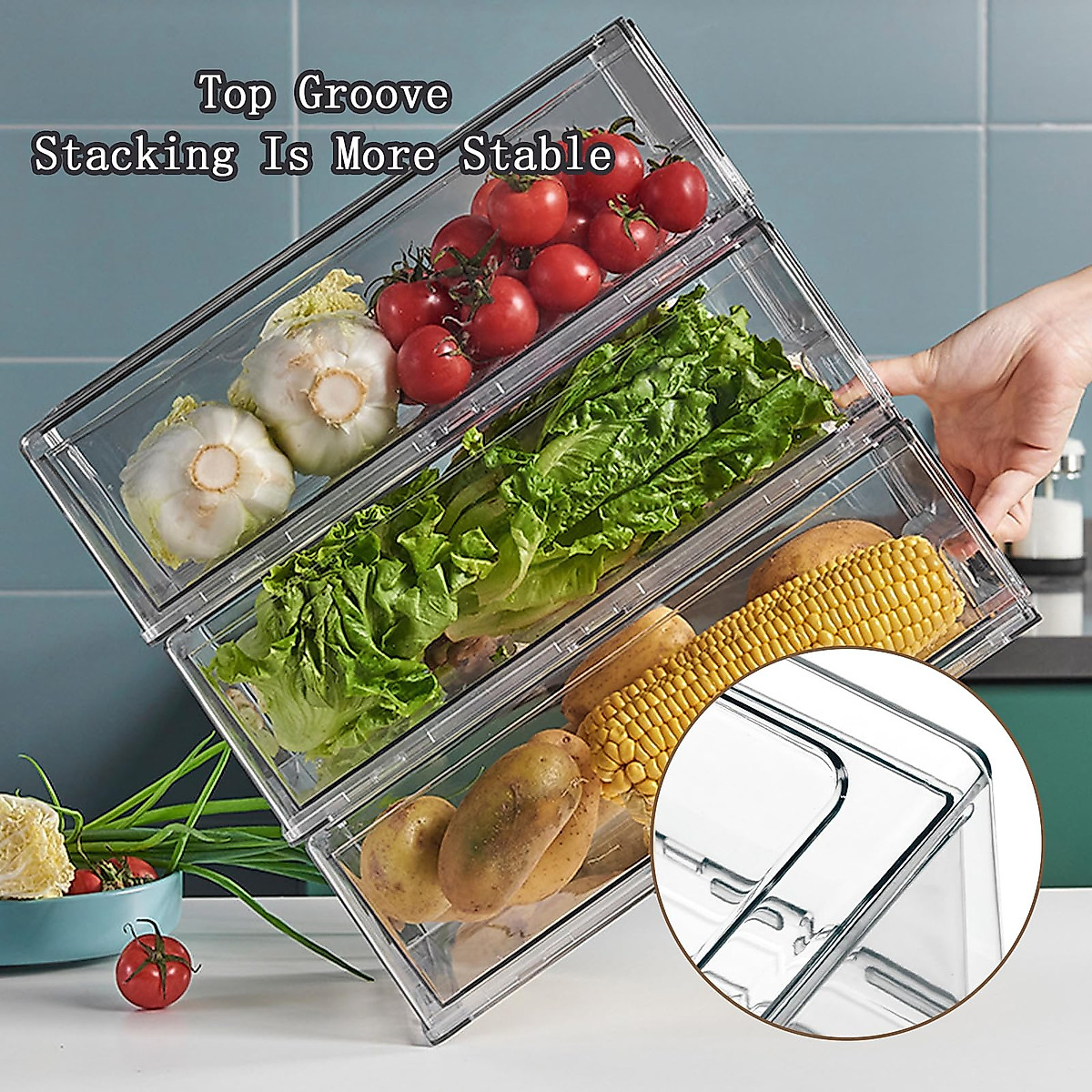 Dafape Makeup Drawer Organizer, Clear Plastic Desktop Organizer Drawer Storage Container Storage Bins for Office Vanity Countertop Cabinet Kitchen Jewelries Pen Dresser Gadgets Stackable